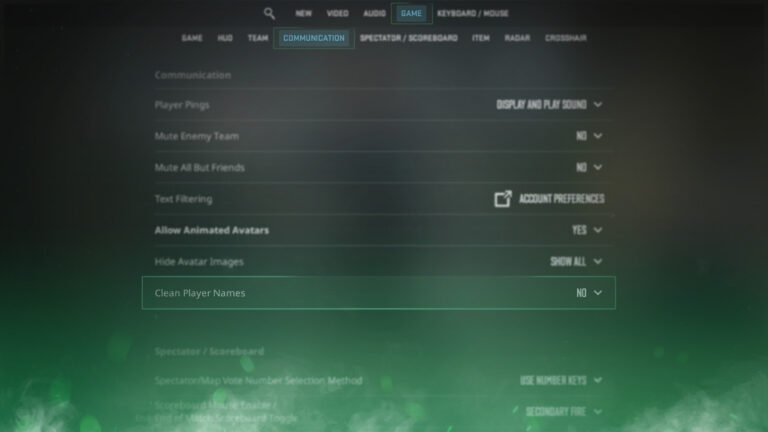 Turn On or Off Clean Player Names in CS2 - SkinLords