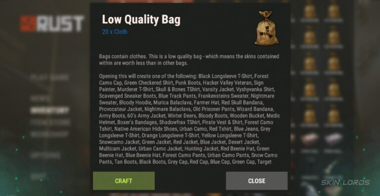 Rust Low Quality Bag Odds & Loot Pool Review - SkinLords