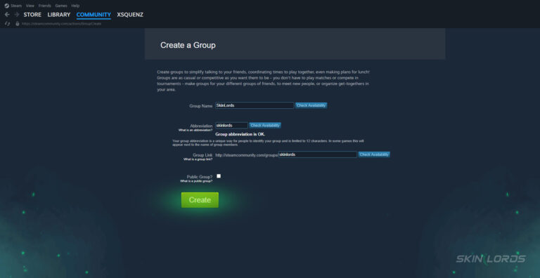 How To Create A Steam Group - SkinLords
