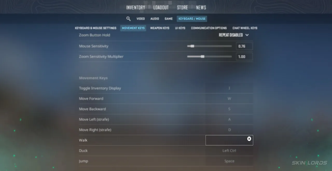 How to Change CS2 Walk Settings - SkinLords